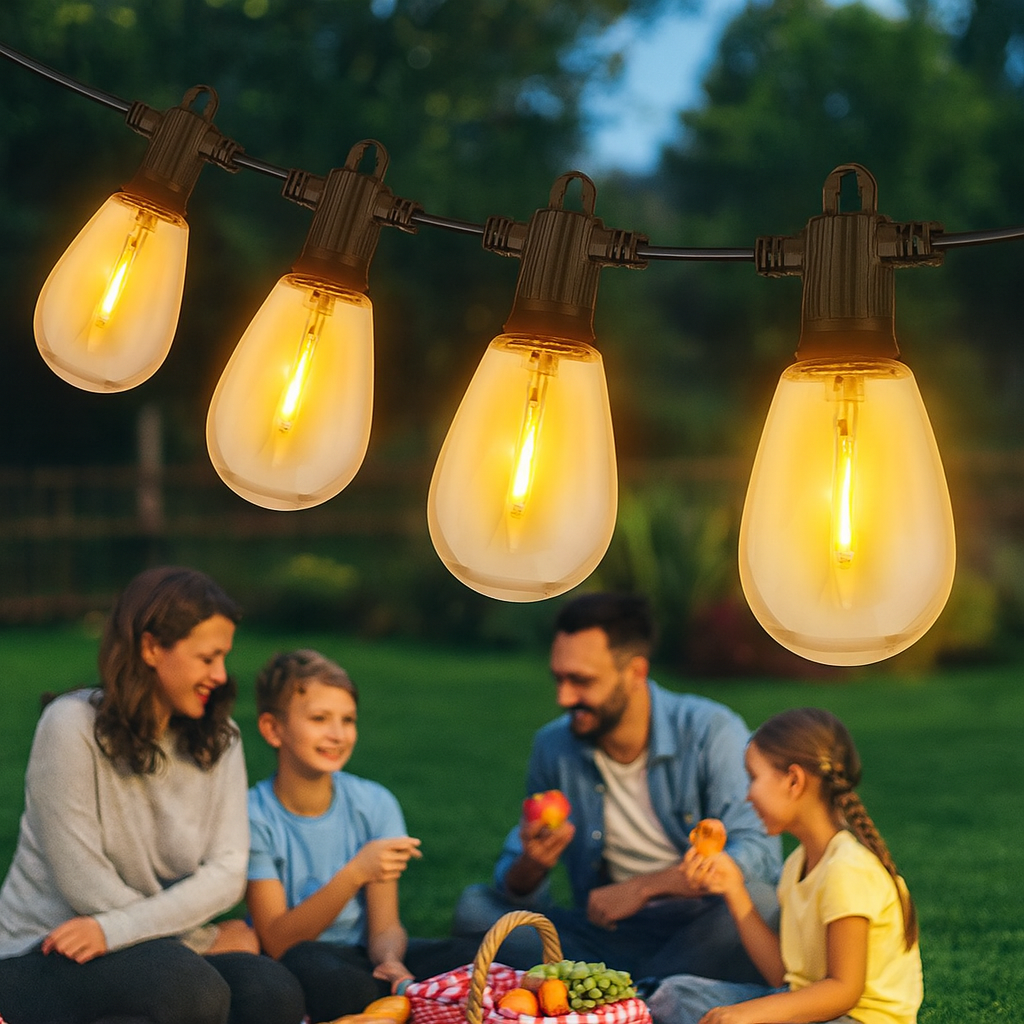 Solar Powered 6.5M Flame Effect String Lights with IP44,10 Shatterproof ...